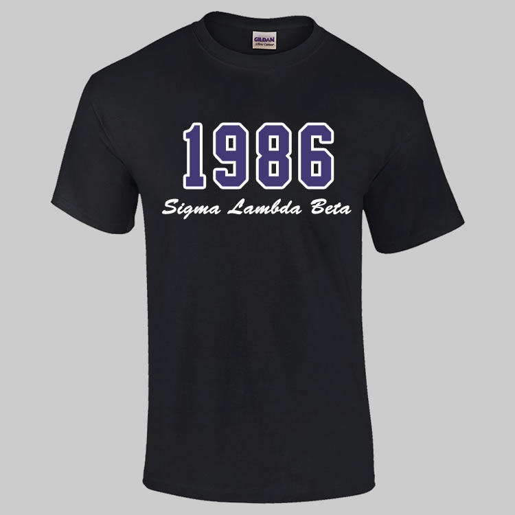 Greek nation Fraternity & Sorority - Sigma Lambda Beta 1986 Black T-Shirt