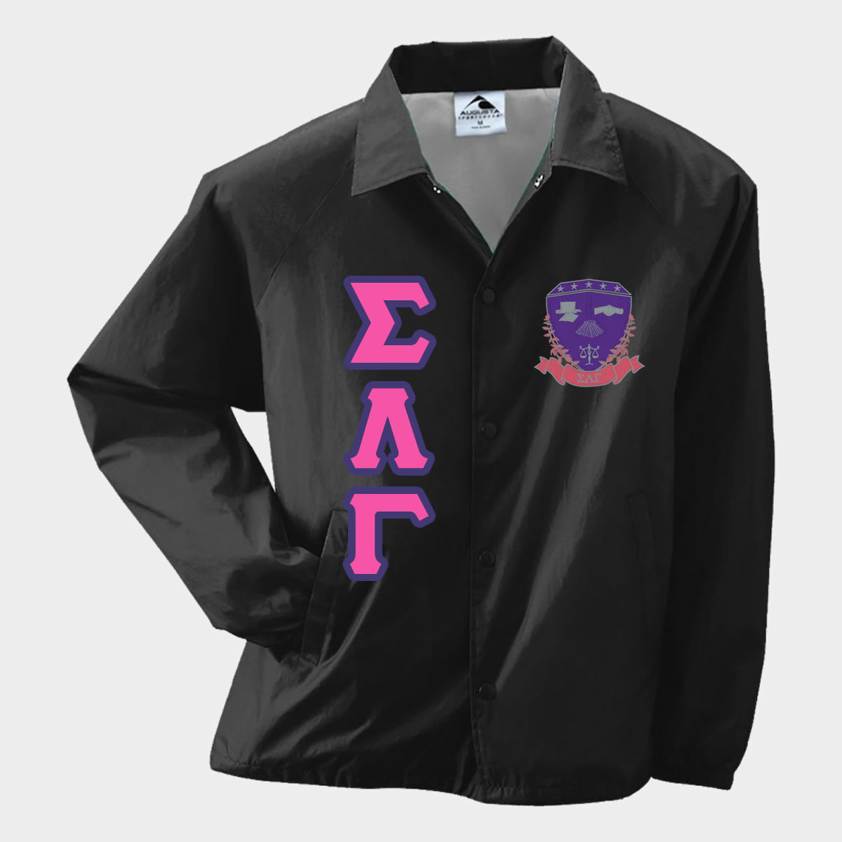 Greek nation Fraternity & Sorority - Sigma Lambda Gamma Black Coach Jacket with Crest